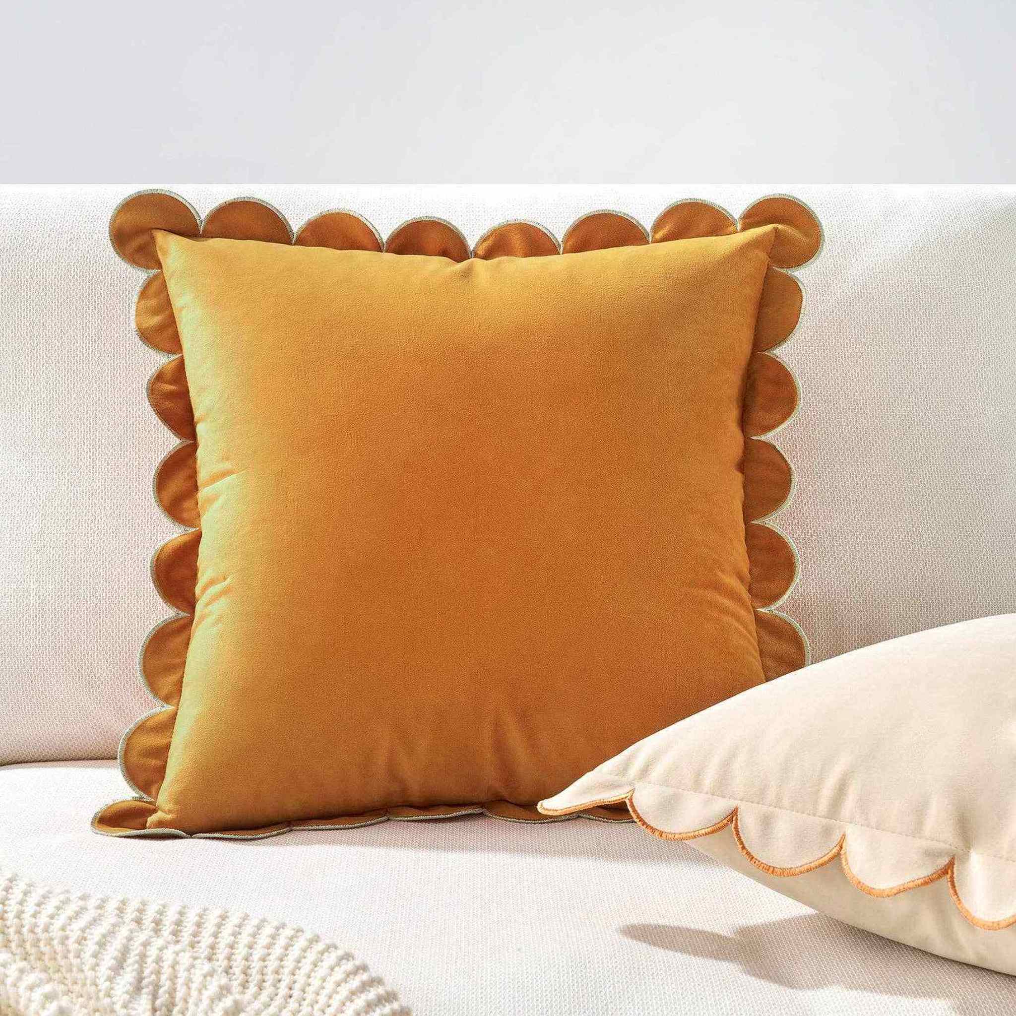 Bri Bri Scalloped Edge Pillow with Insert 16x16 inch | Curated Home Decor