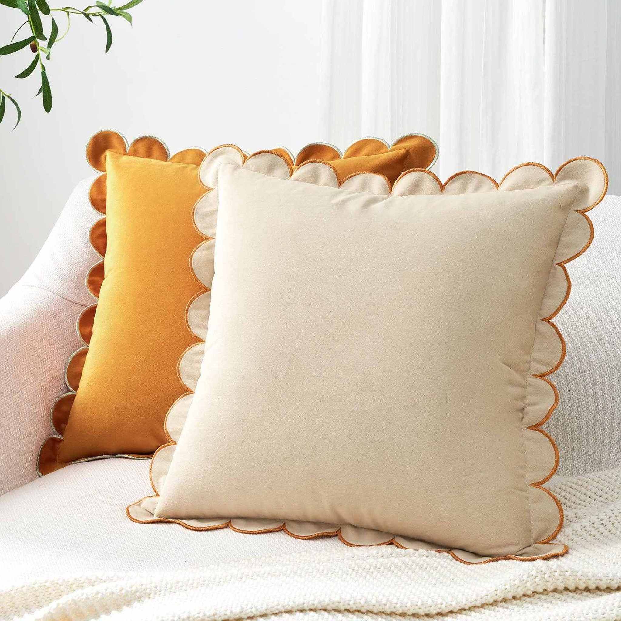 Bri Bri Scalloped Edge Pillow with Insert 16x16 inch | Curated Home Decor