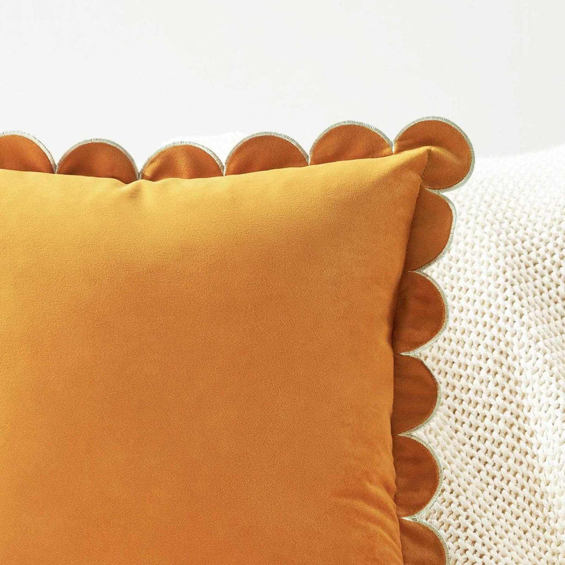 Bri Bri Scalloped Edge Pillow with Insert 16x16 inch | Curated Home Decor